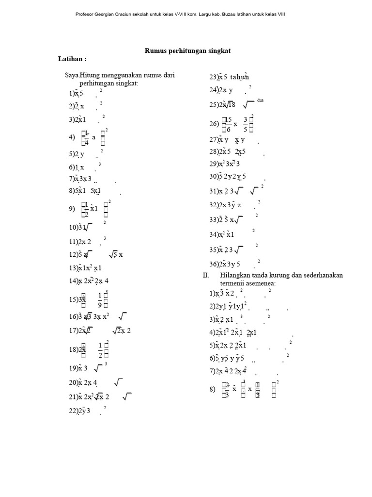 Aplikasi Rumus Perhitungan Singkat | PDF