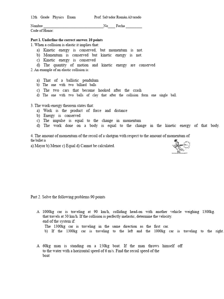 Exam Collisions | PDF | Collision | Momentum