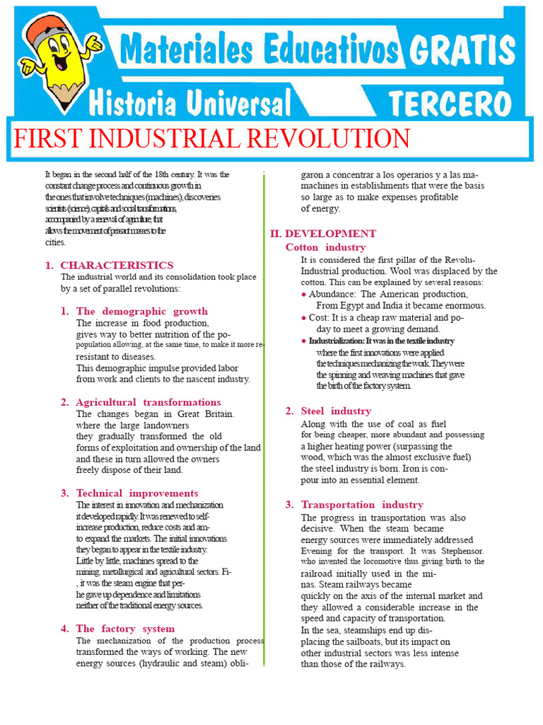 First Industrial Revolution For Third Grade of Secondary School | PDF ...