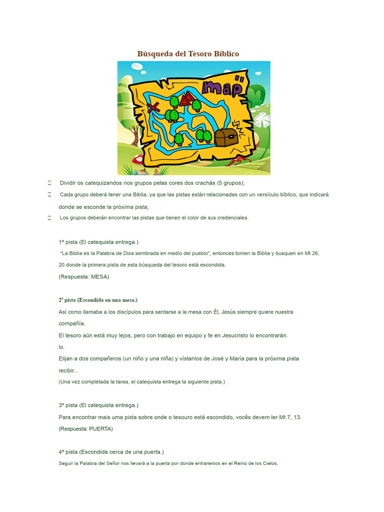 Búsqueda del Tesoro Bíblico para Niños | PDF | Biblia | Contenido del ...
