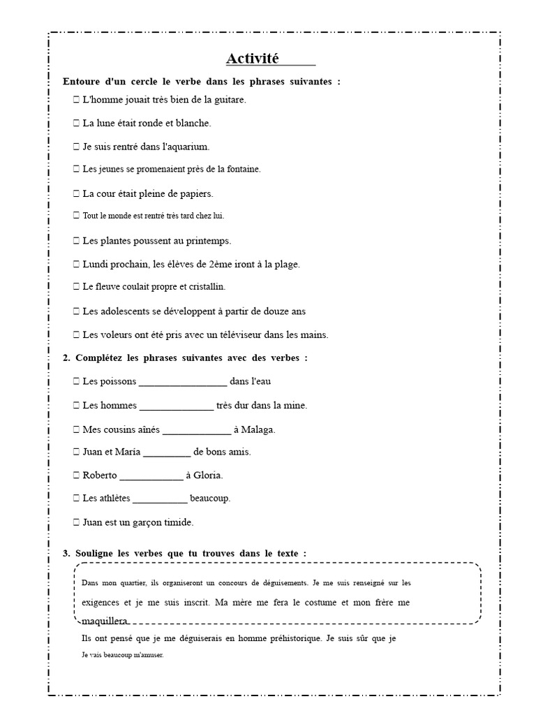 Activités de conjugaison et verbes | PDF | Verbe | Nombre grammatical