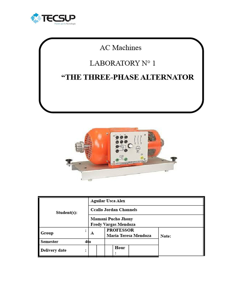 Three-Phase Alternator Laboratory Guide | PDF | Alternating Current ...