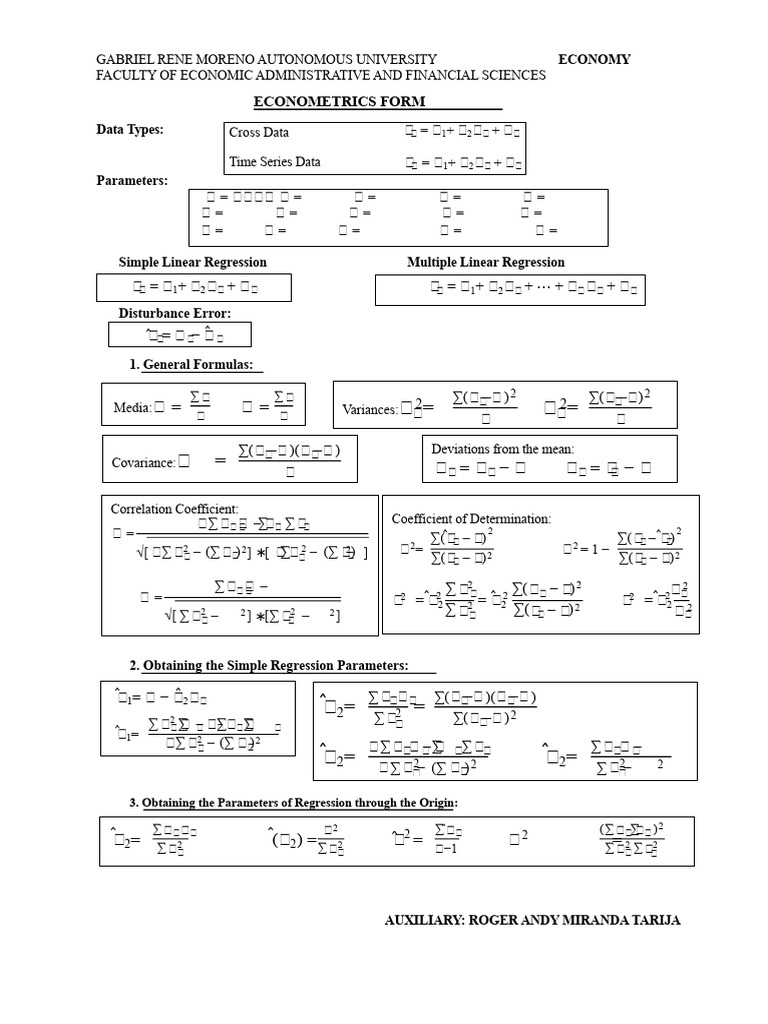 ECONOMETRICS FORM | PDF | Linear Regression | Econometrics