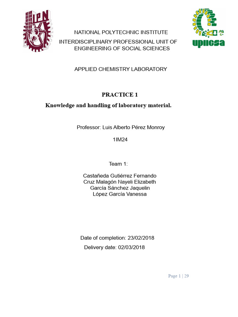 Practice 1 Applied Chemistry | PDF | Pressure Measurement | Pressure