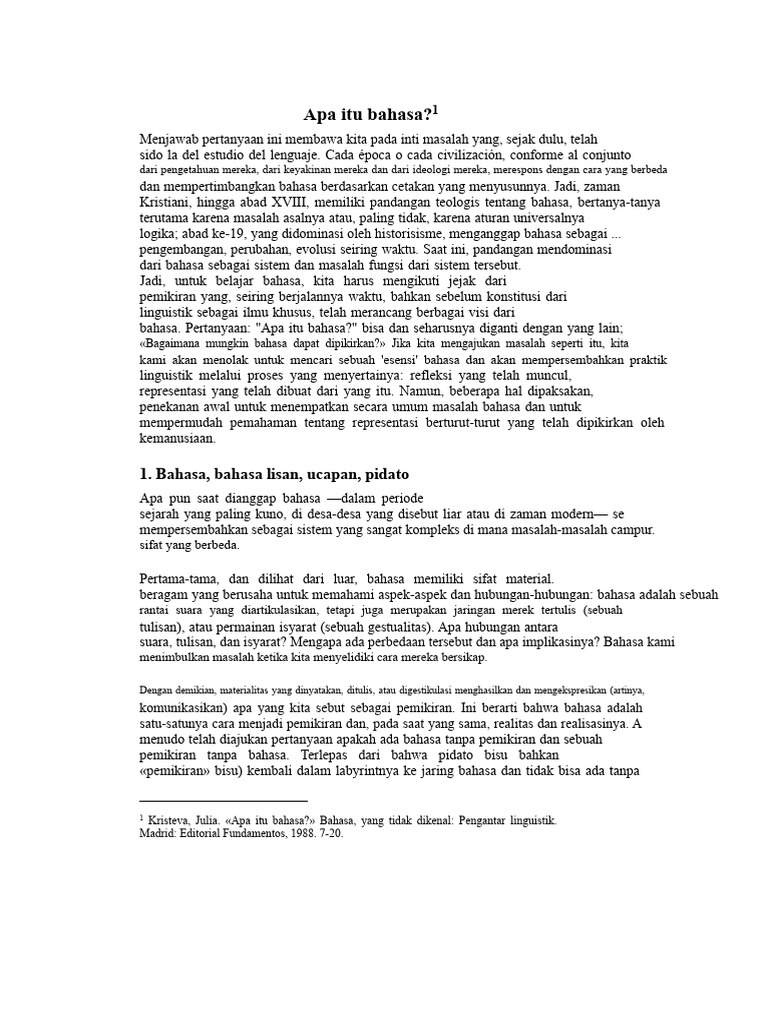 01 - Apa Itu Bahasa - Julia Kristeva PDF | PDF