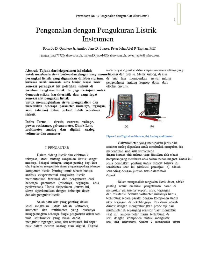 Pengenalan Alat Ukur Listrik Dasar | PDF