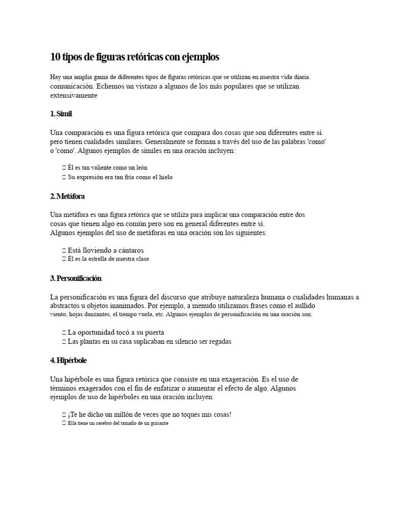 Figuras retóricas: 10 ejemplos clave | PDF | Metáfora