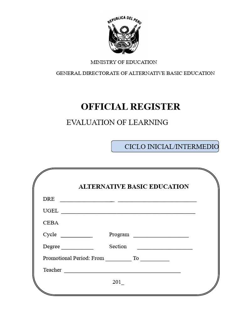 Official Register in EBA INITIAL AND INTERMEDIATE CYCLE | PDF ...