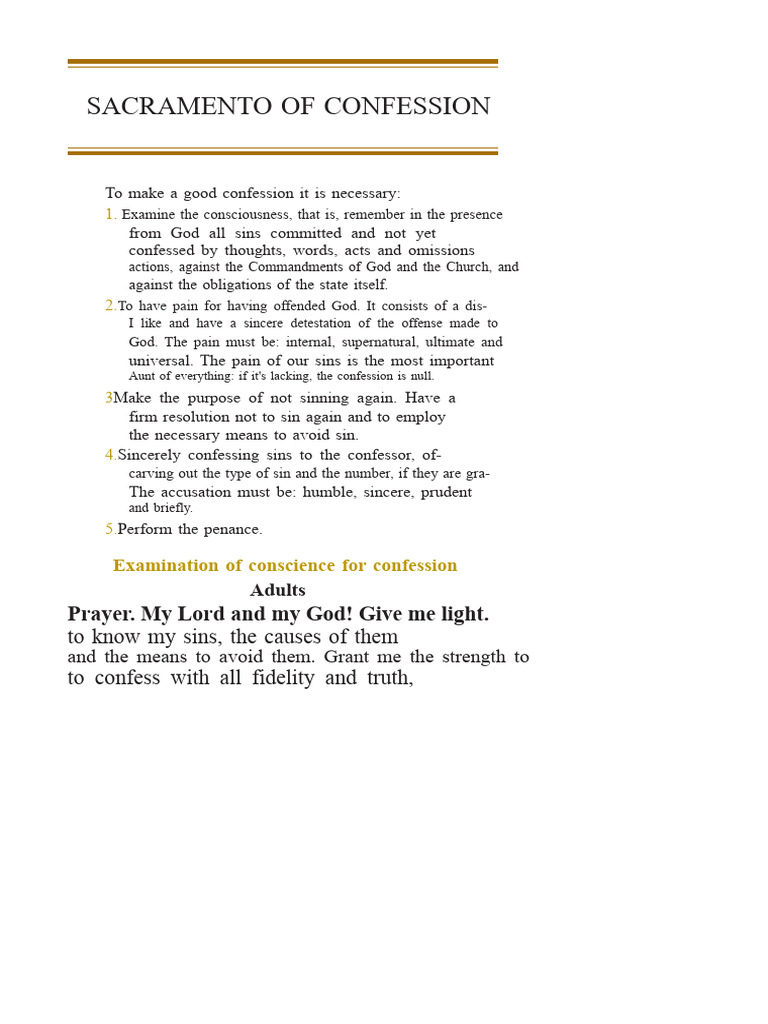 Examination of Conscience For Confession | PDF | Confession (Religion ...