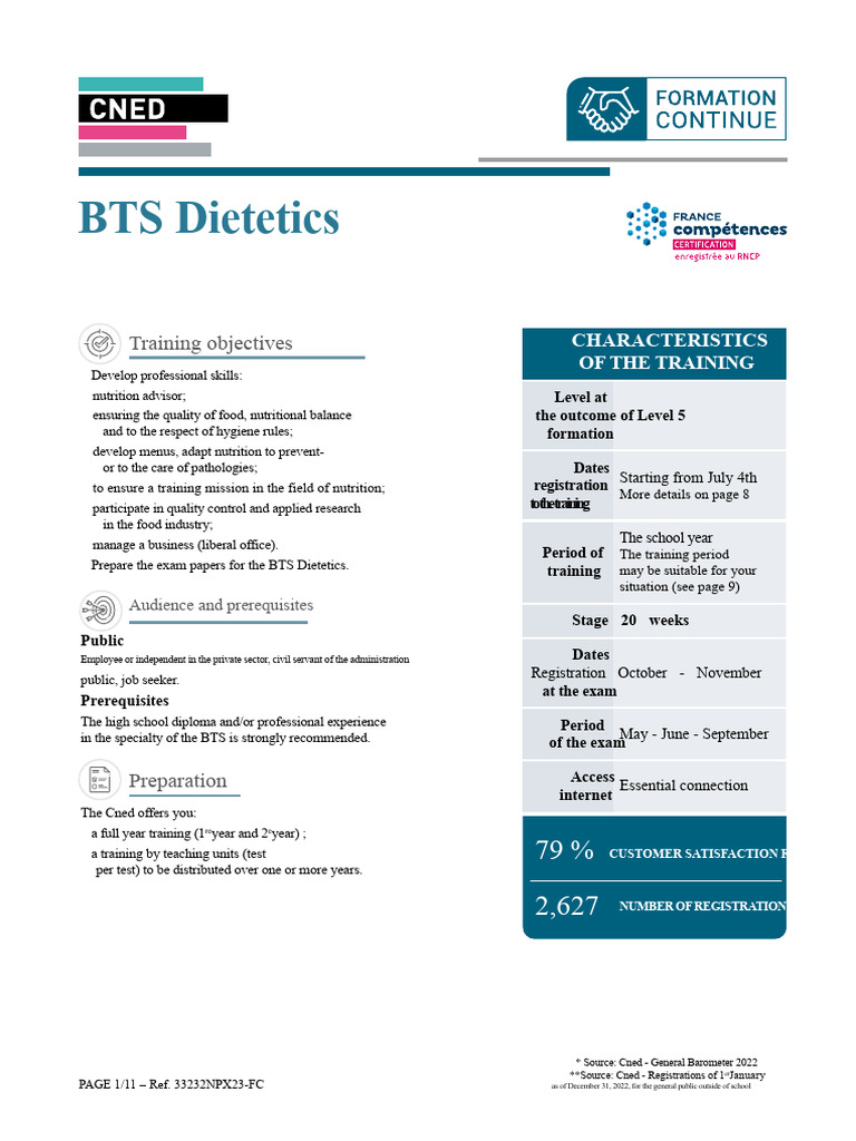 CNED_BTS_DIET_DOC_FC23 | PDF | Dietitian