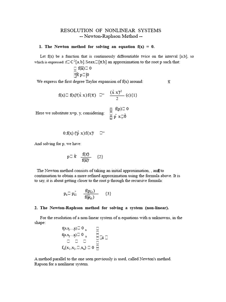 Newton-Raphson method for systems of nonlinear equations | PDF ...