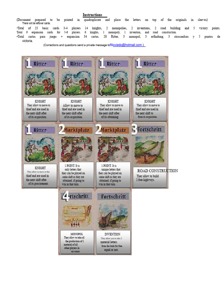 Catan Game Card Instructions and Rules | PDF | Board Games | Games Of ...