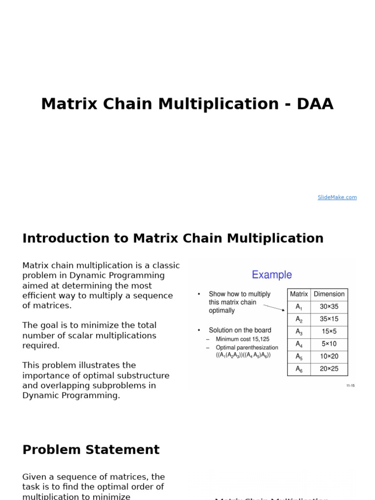 Matrix Chain Multiplication - DAA | PDF | Dynamic Programming | Matrix ...