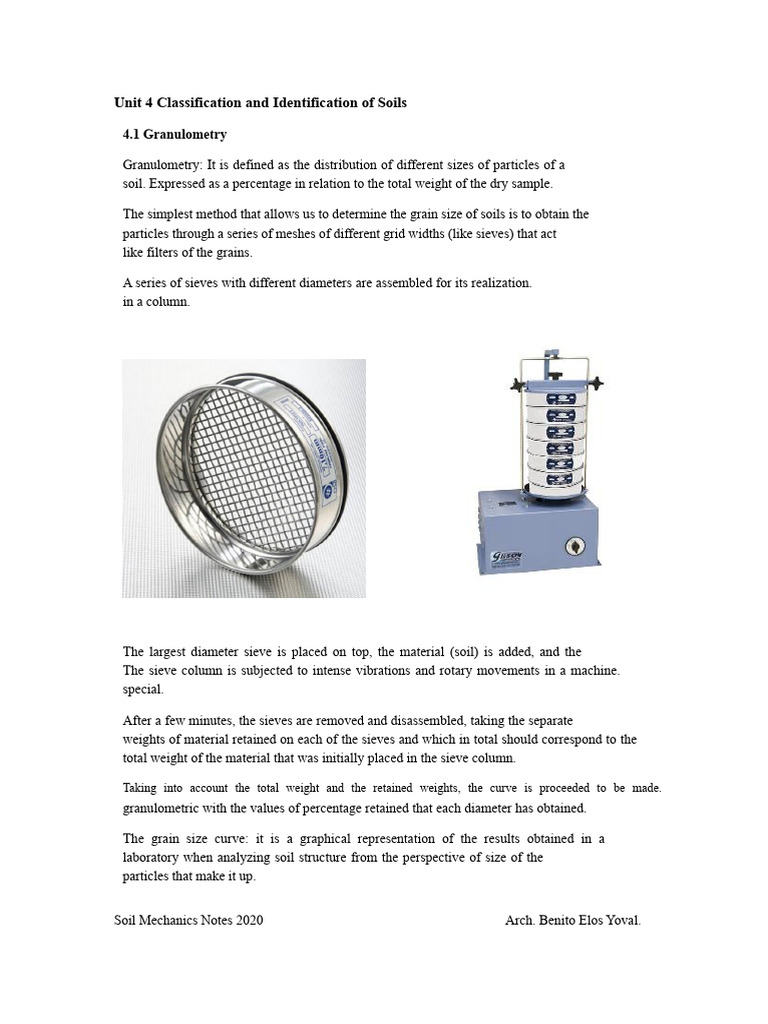 Unit 4.1.1 Classification and Identification of Soils - Granulometry.pdf | PDF | Soil Mechanics ...