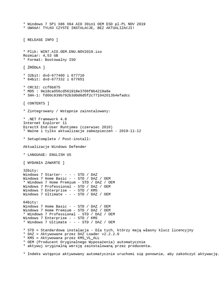 Windows 7 SP1 X86 X64 AIO 30in1 OEM ESD en-US NOV 2019 (Gen2) | PDF