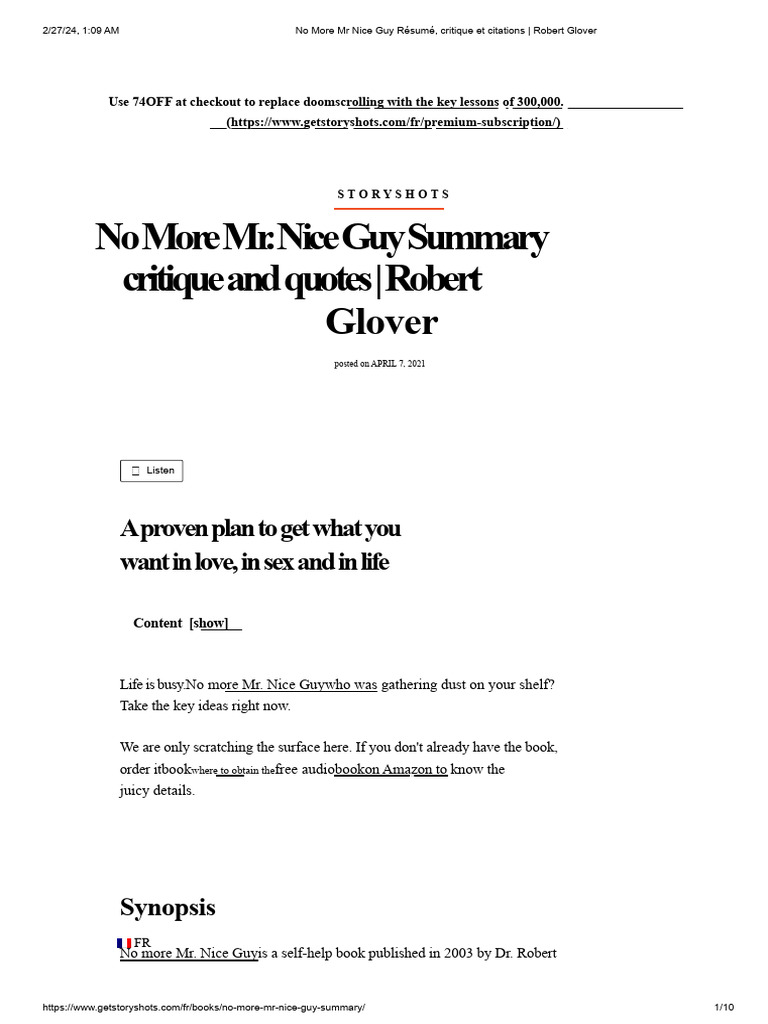 No More Mr. Nice Guy Summary & Insights | PDF | Psychology ...