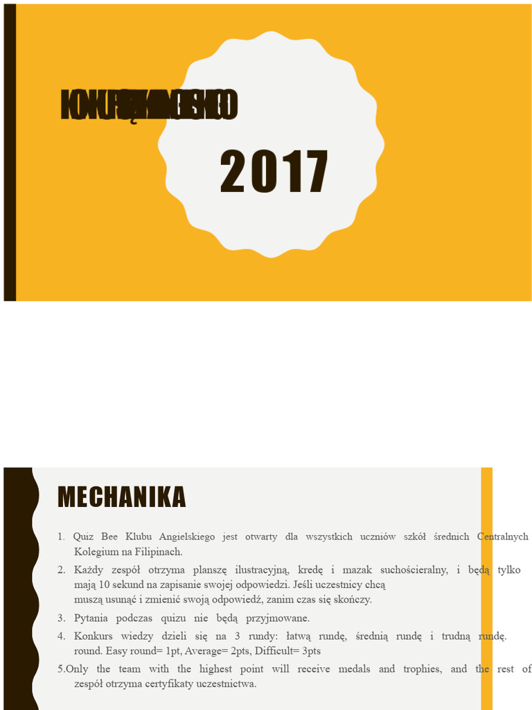Quiz Bee W Języku Angielskim | PDF