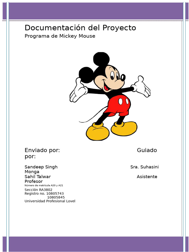 Documentación Del Proyecto Del Programa de Mickey Mouse | PDF ...