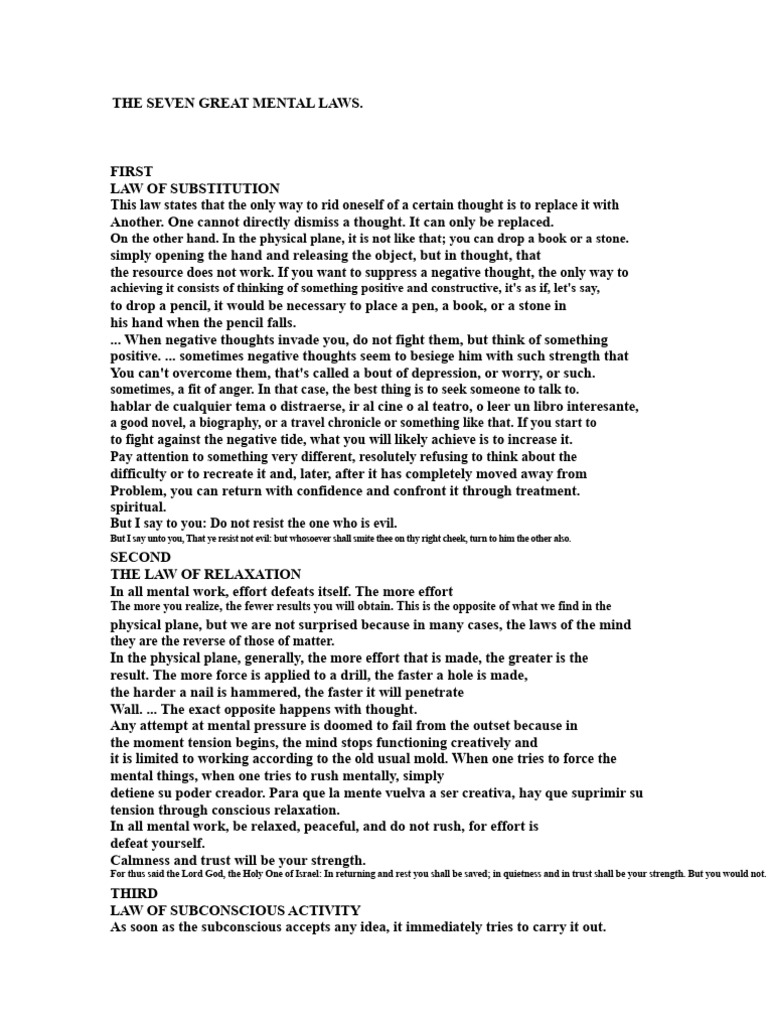 Seven Essential Mental Laws Explained | PDF | Forgiveness | Thought