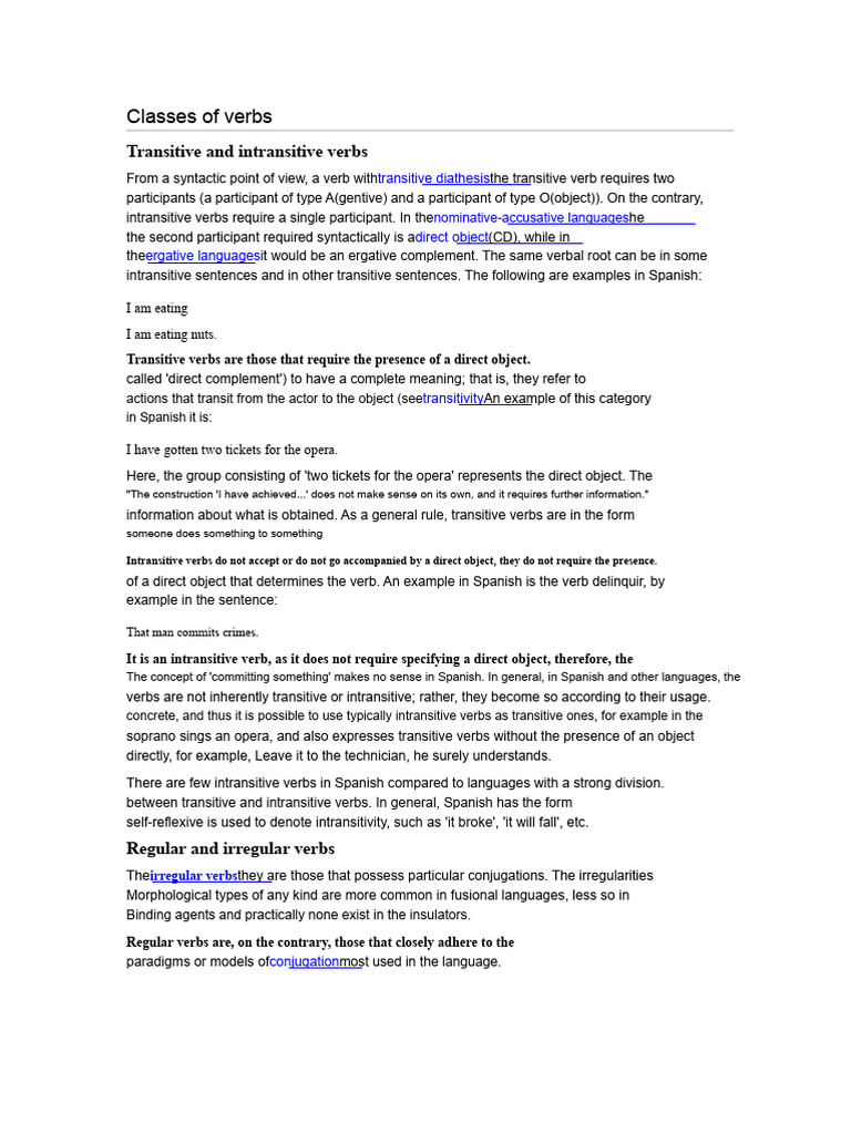 Classes of Verbs | PDF | Verb | Grammatical Conjugation