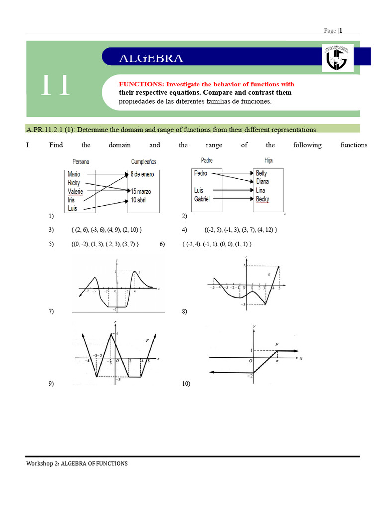 Workshop #1 Ppaa Grade 11 Functions | PDF | Function (Mathematics ...