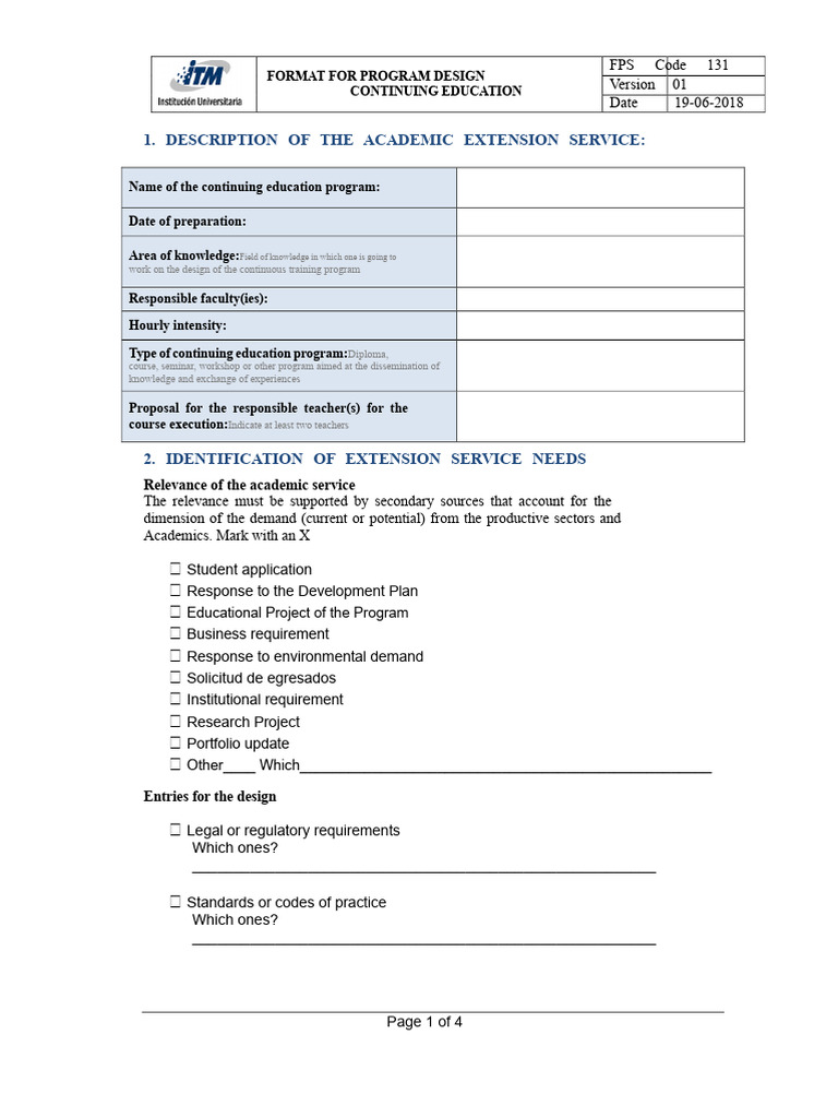 Fps 131 Format For The Design of Continuing Education Programs | PDF