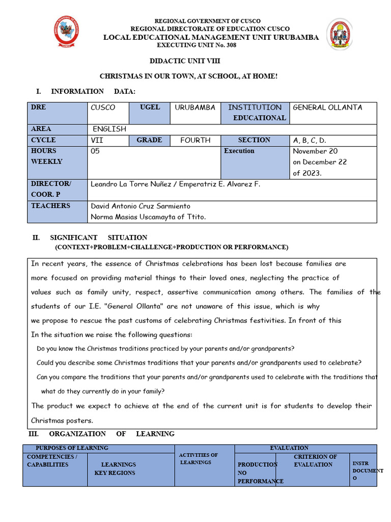 Didactic Unit N°8 - English 4° - 2023 | PDF | English Language ...
