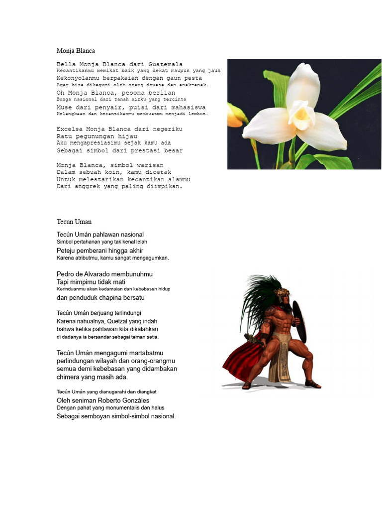 Puisi Tentang Simbol-Simbol Kebangsaan Guatemala | PDF