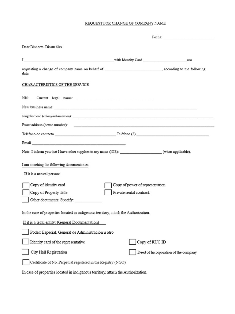 Format For Change of Corporate Name | PDF | Identity Document | Private Law