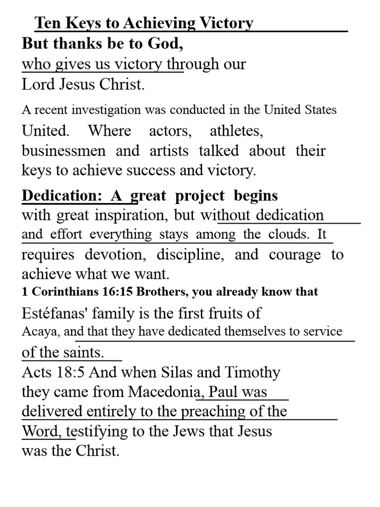 Keys to Achieving Success and Victory | PDF | Jesus | Paul The Apostle