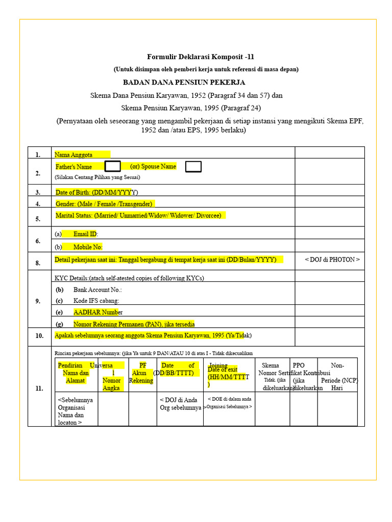 Formulir Deklarasi Komposit EPF dan EPS | PDF