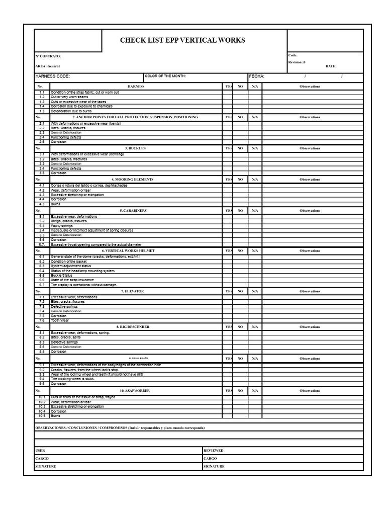 047 - Epp Vertical Checklist | PDF | Wear | Mechanical Engineering