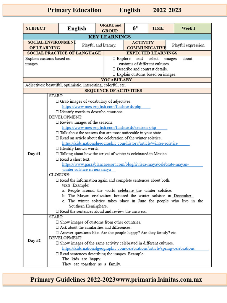 Primary Education English Curriculum 2022-2023 | PDF | Trick Or ...
