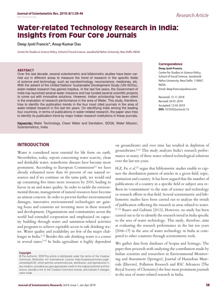 Water-Related Technology Research in India Insight | PDF | Water ...