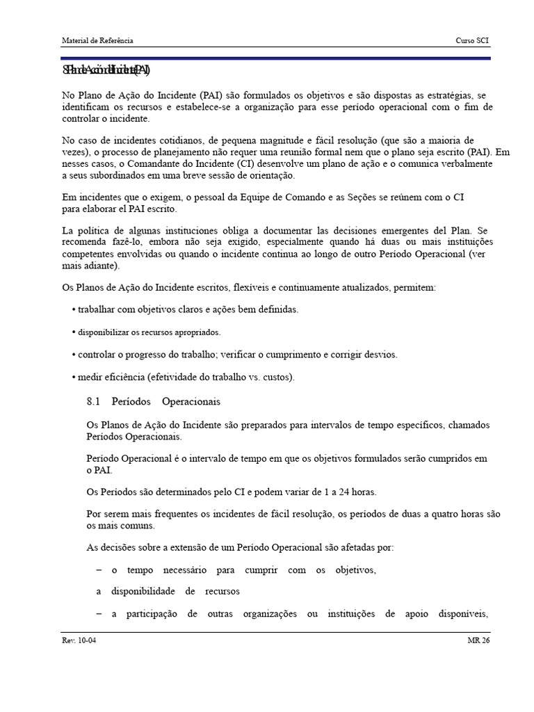 Plano de Ação do Incidente (PAI) | PDF | Planejamento | Tempo