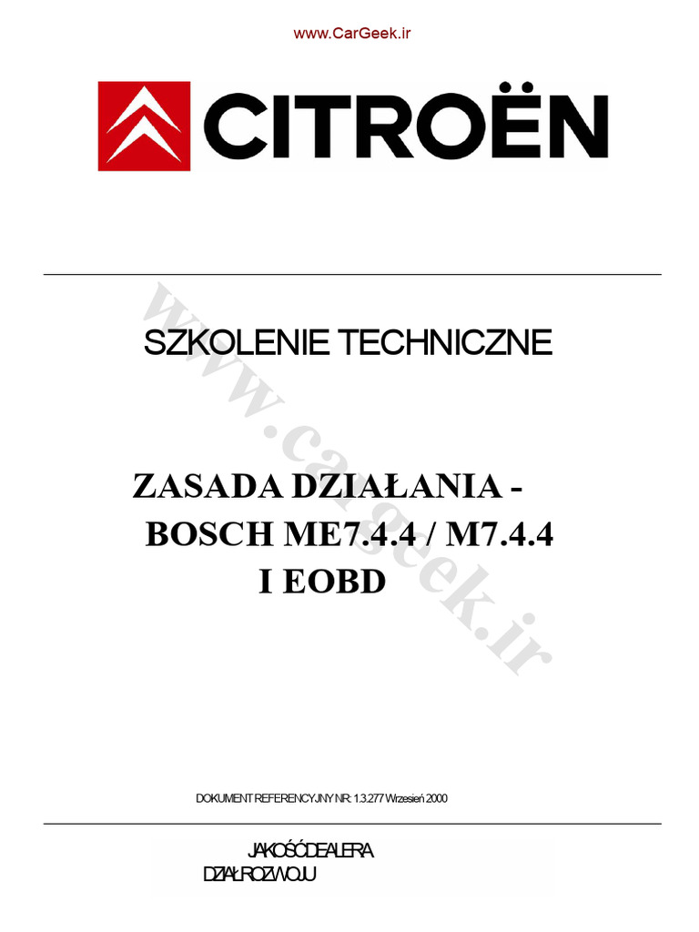 Citroen Bosch ME7.4.4 Zasada Działania | PDF