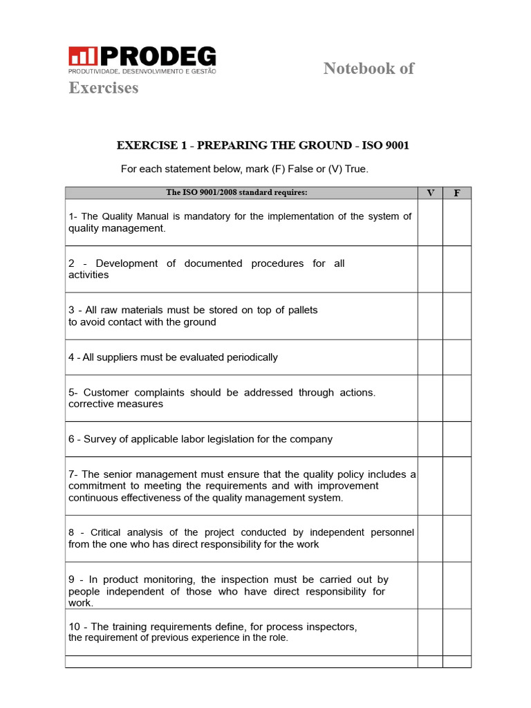 Exercise Notebook - ISO 9001 | PDF | Audit | Business