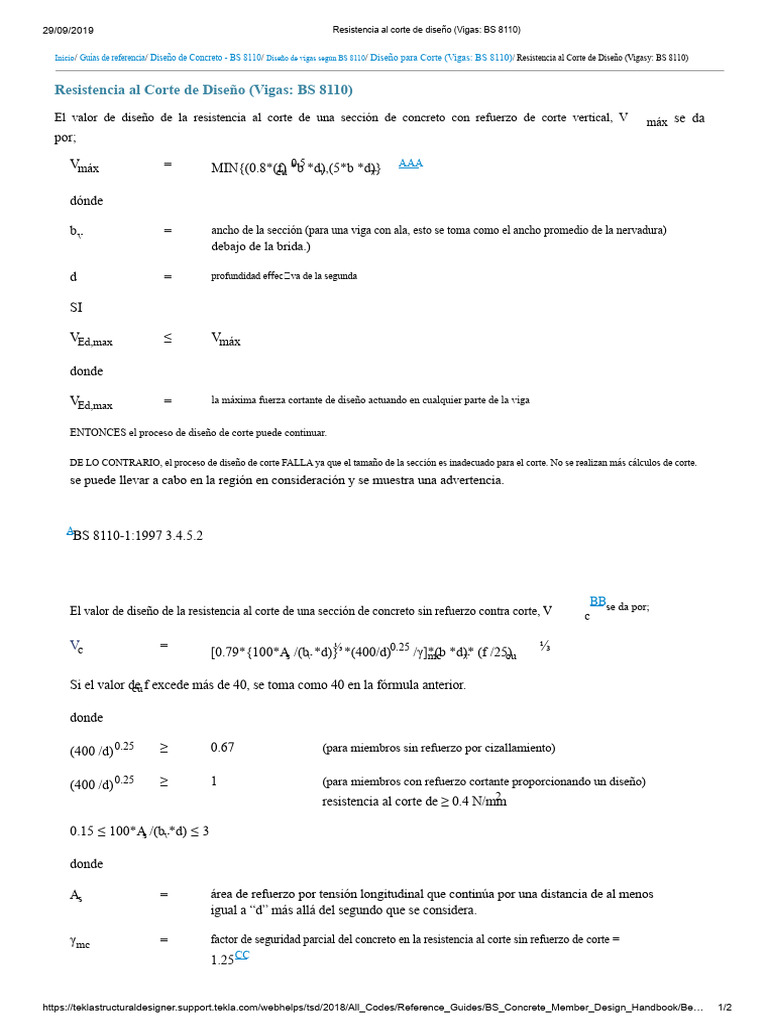 Resistencia al Corte de Diseño (Vigas_ BS 8110) | PDF | Viga (Estructura) | Esfuerzo cortante