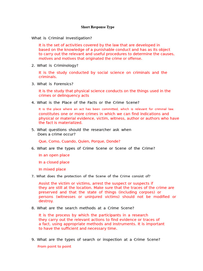 Overview of Criminal Investigation Methods | PDF | Crime Scene ...