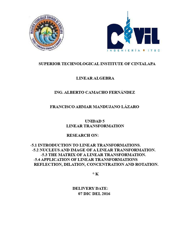 Unit 5 Linear Algebra | PDF | Linear Map | Vector Space
