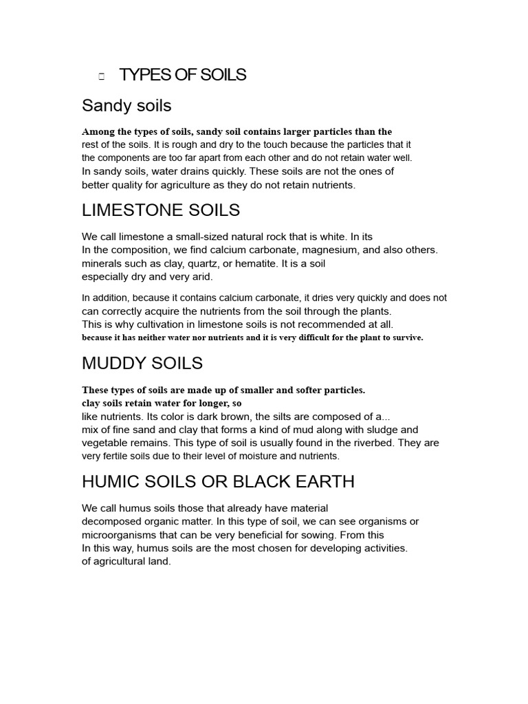 Types of Soils and Characteristics | PDF | Soil | Mining
