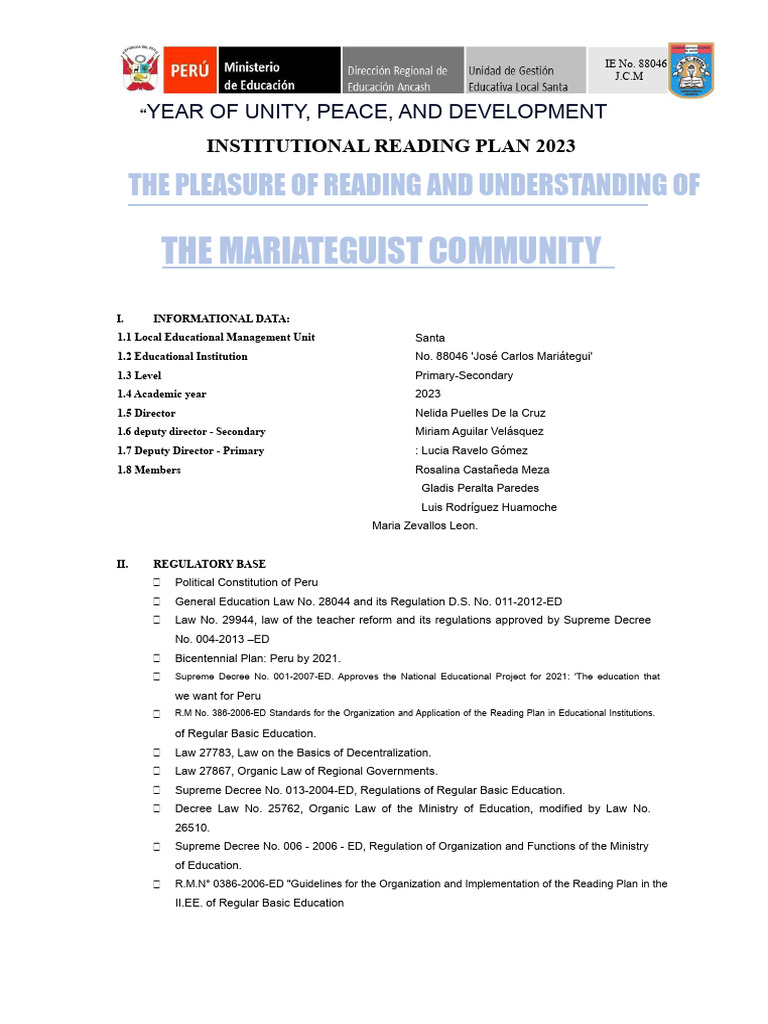 Reading Plan 2023 - IE 88046 | PDF | Reading Comprehension | Learning