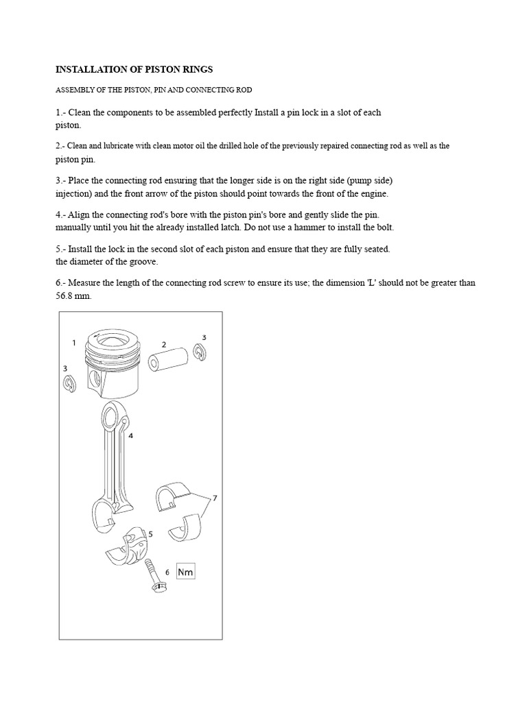 Piston Ring and Bearing Installation Guide | PDF | Piston | Bearing ...