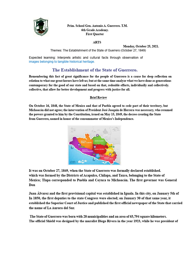 ACT. ARTS 25-10-21 ERECTION OF THE STATE OF GUERRERO SIXTH T1. | PDF ...