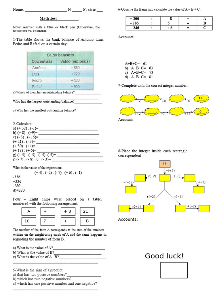 Activities - Integers | PDF | Numbers | Mathematics