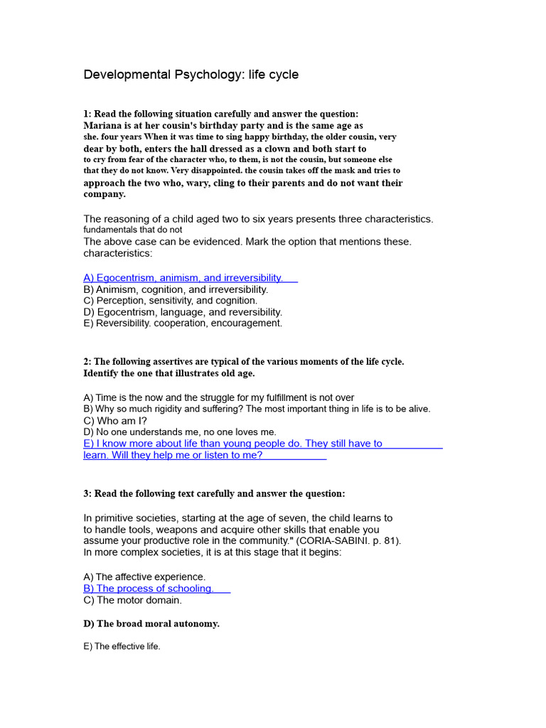 Overview of Developmental Psychology and The Life Cycle | PDF ...