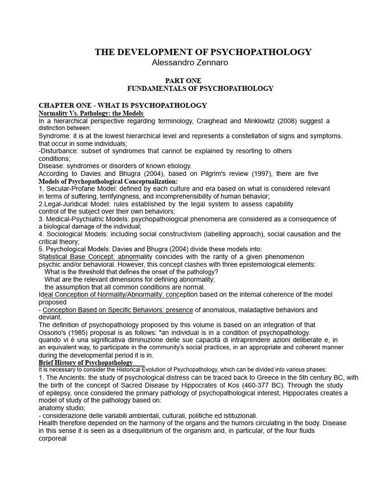 Understanding Psychopathology Models | PDF | Attention Deficit ...