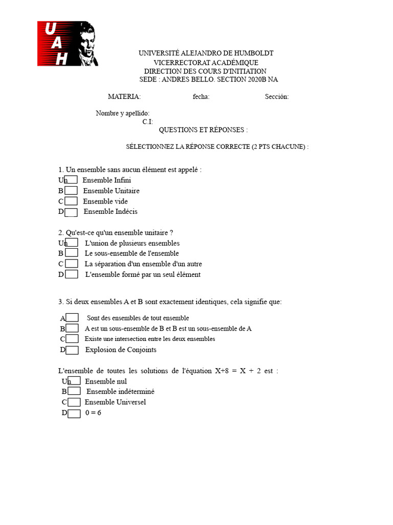 Questions sur les ensembles et leur théorie | PDF | Inclusion ...