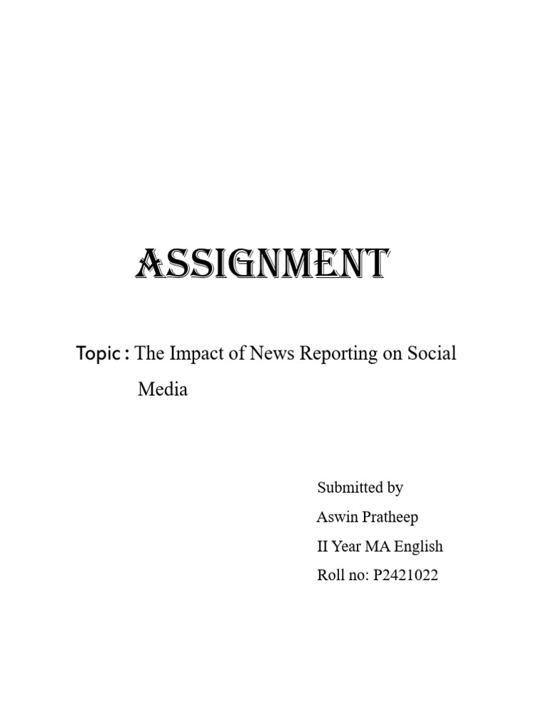 News Reporting's Influence on Social Media | PDF | Social Media ...