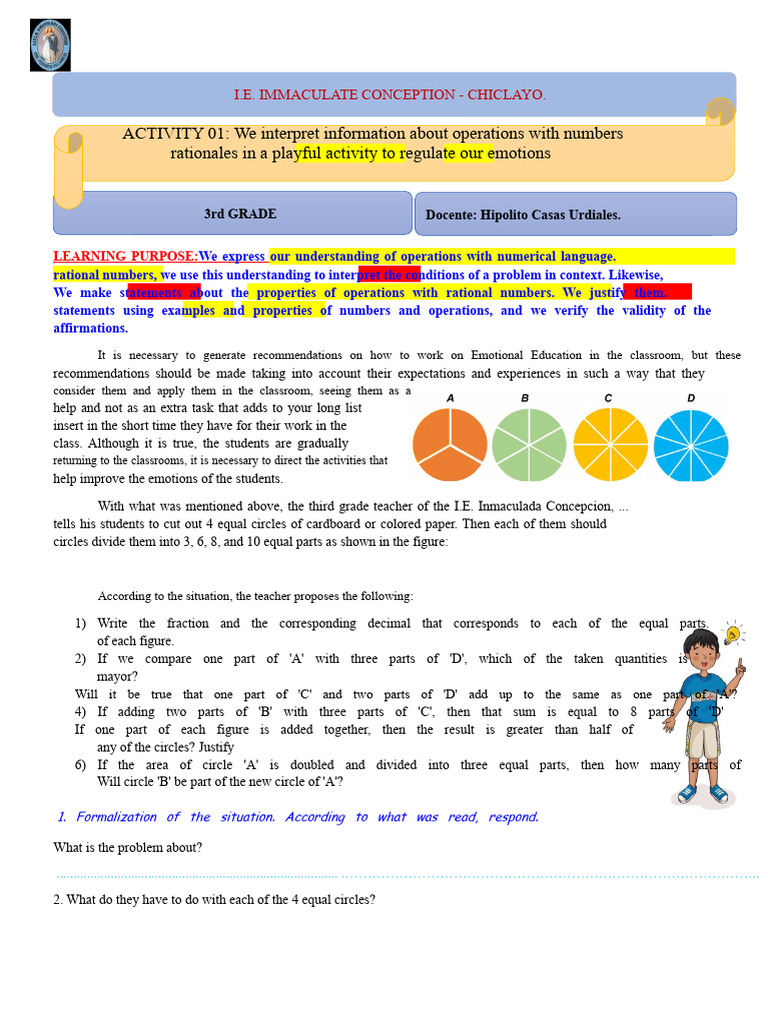 ACTIVITY 01: We Interpret Information About Operations With Numbers ...